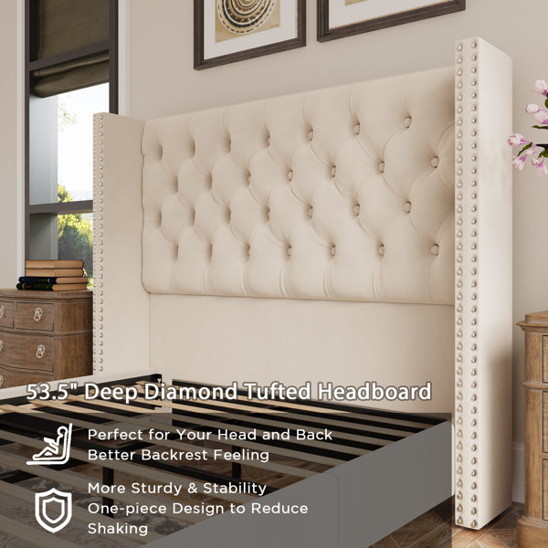 Willa Arlo Interiors Duhon Upholstered Wingback Bed And Reviews Wayfair